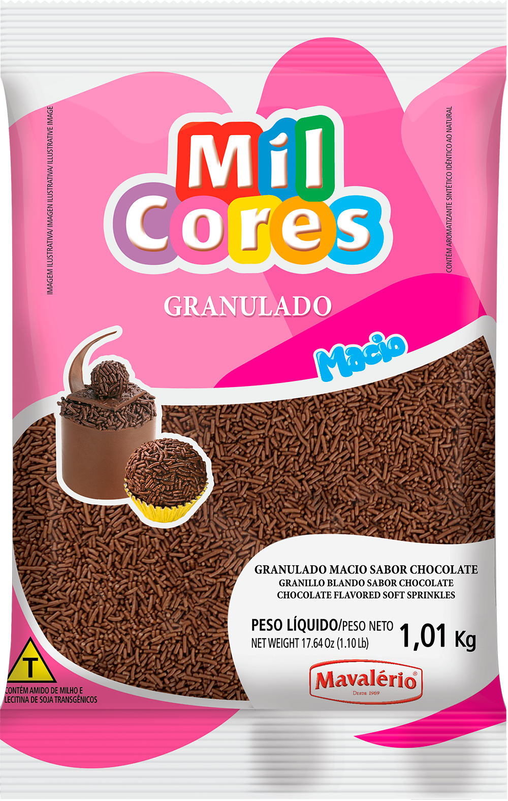 GRANULADO MACIO SABOR CHOCOLATE MIL CORES 🍫 Mavalério