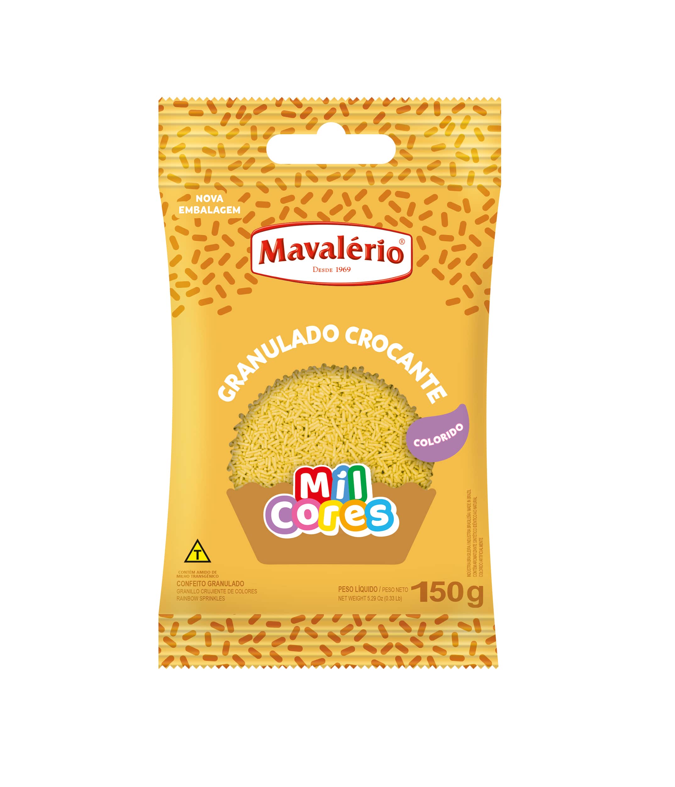 GRANULADO CROCANTE AMARELO MIL CORES MAVALÉRIO 🍫 Mavalério